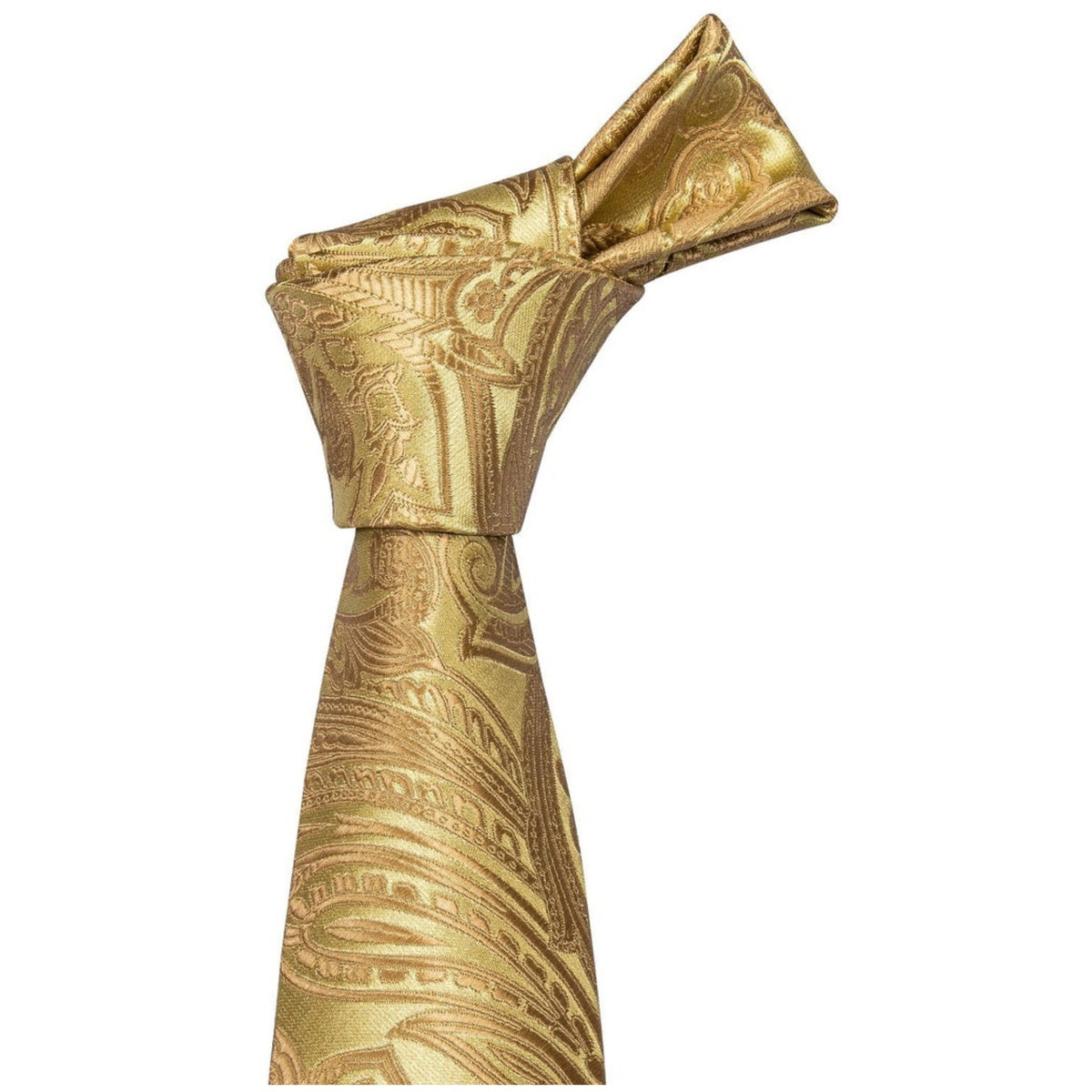 Men's Gold Paisley 100% Silk Neck Tie With Matching Hanky And Cufflink ...